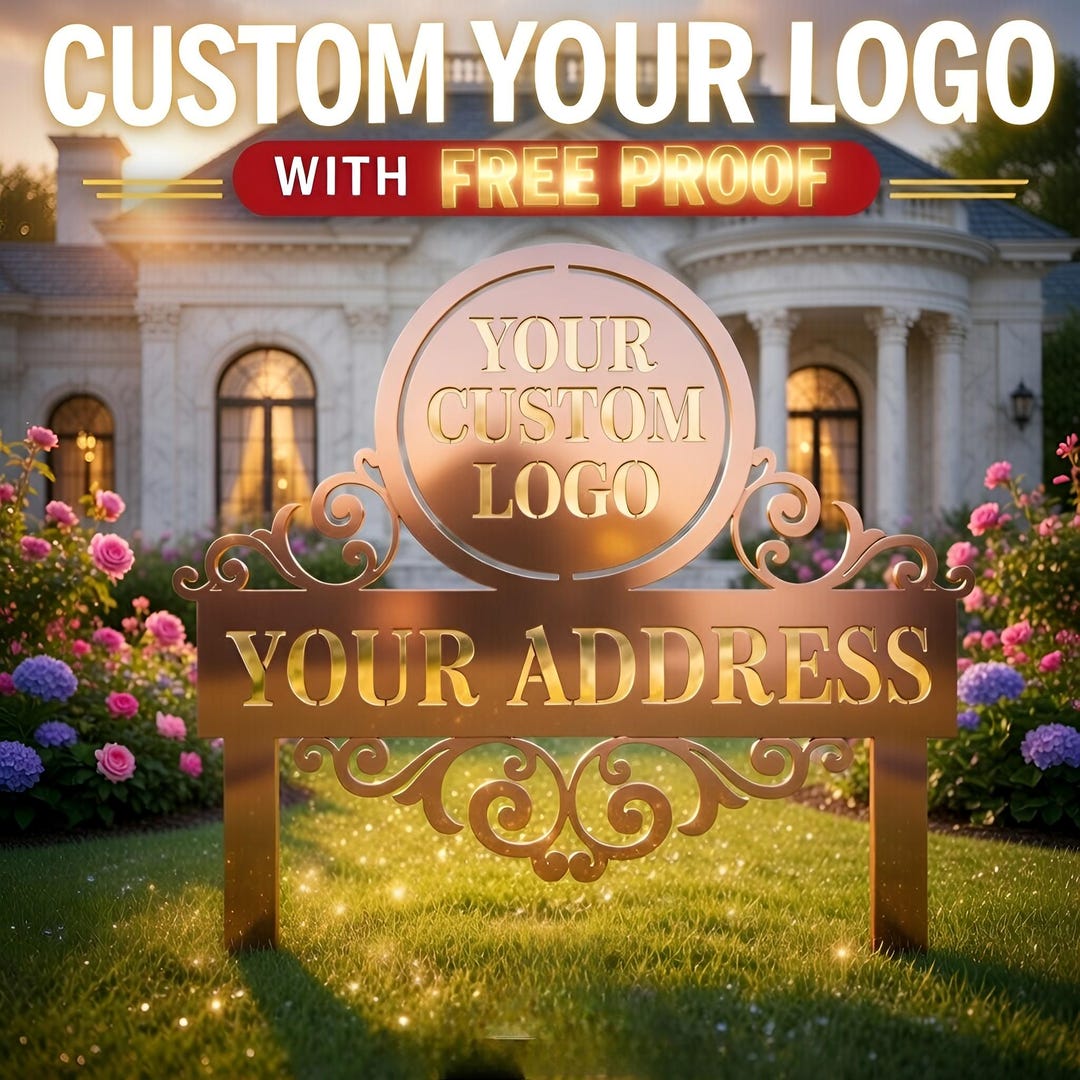 Personalized House Number Sign, Custom Business Logo Metal Wall Art ...