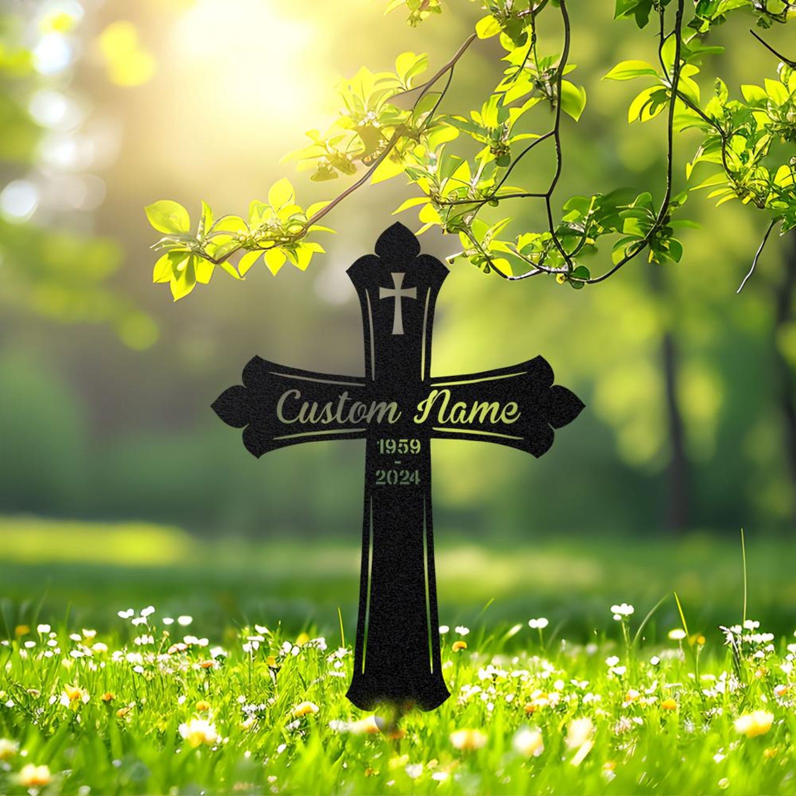 Custom Cross Memorial Metal Stake, Custom Cross Stake Metal, Loss of ...
