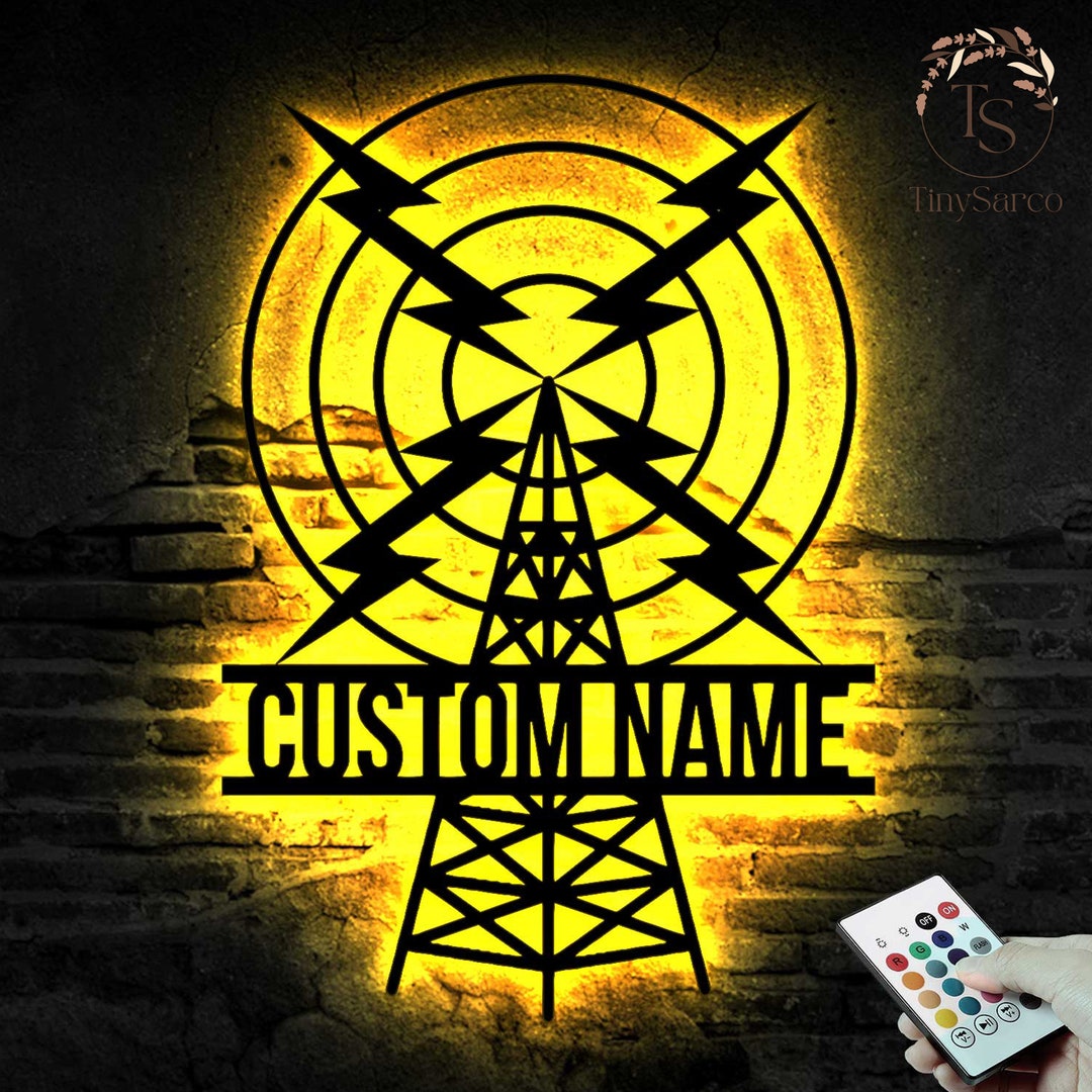 Ham Radio Metal Sign With LED Lights, Ham Radio Call Sign, Personalized ...