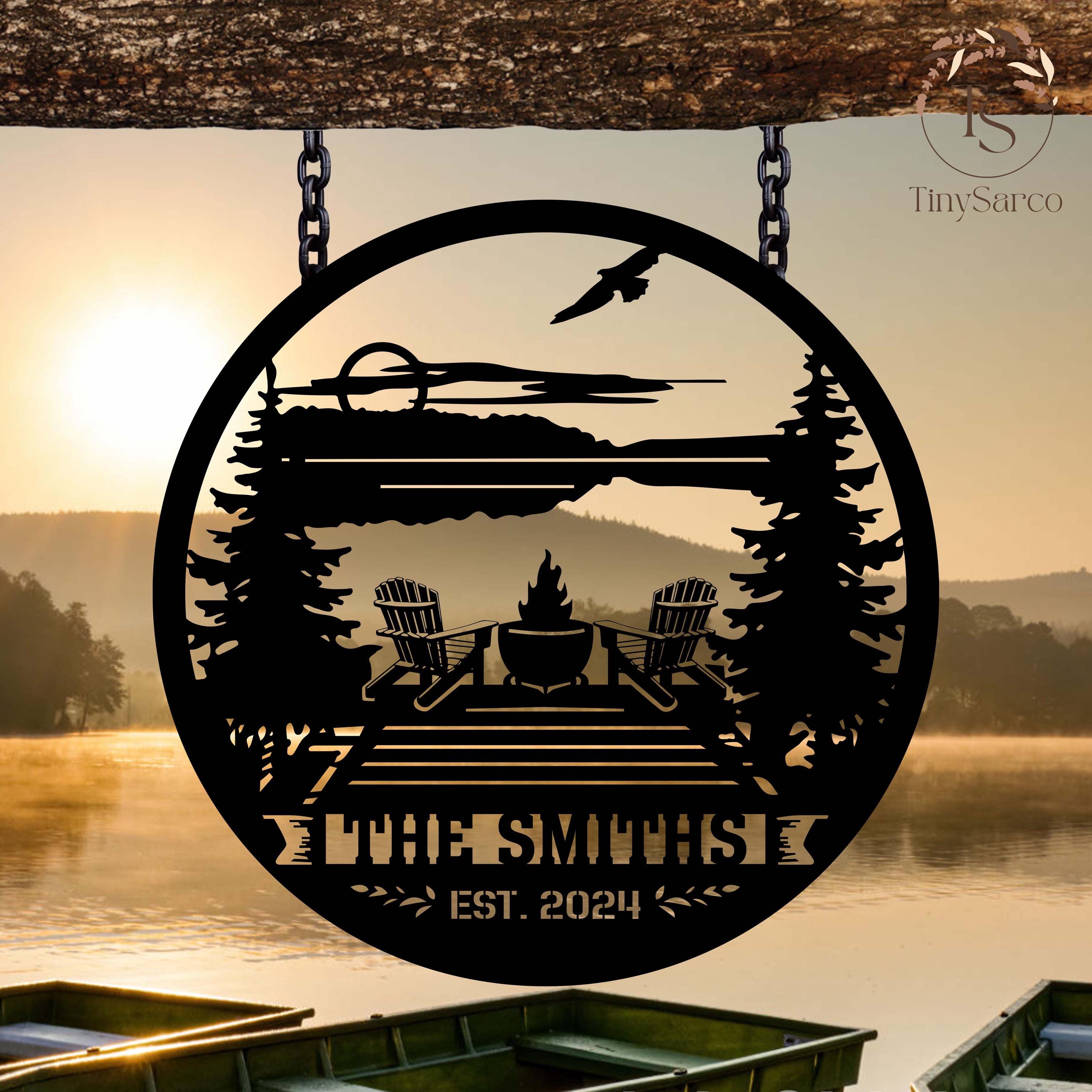 Lake House Sign Custom, Lake Scene Sign, Family Lake House Metal Sign ...