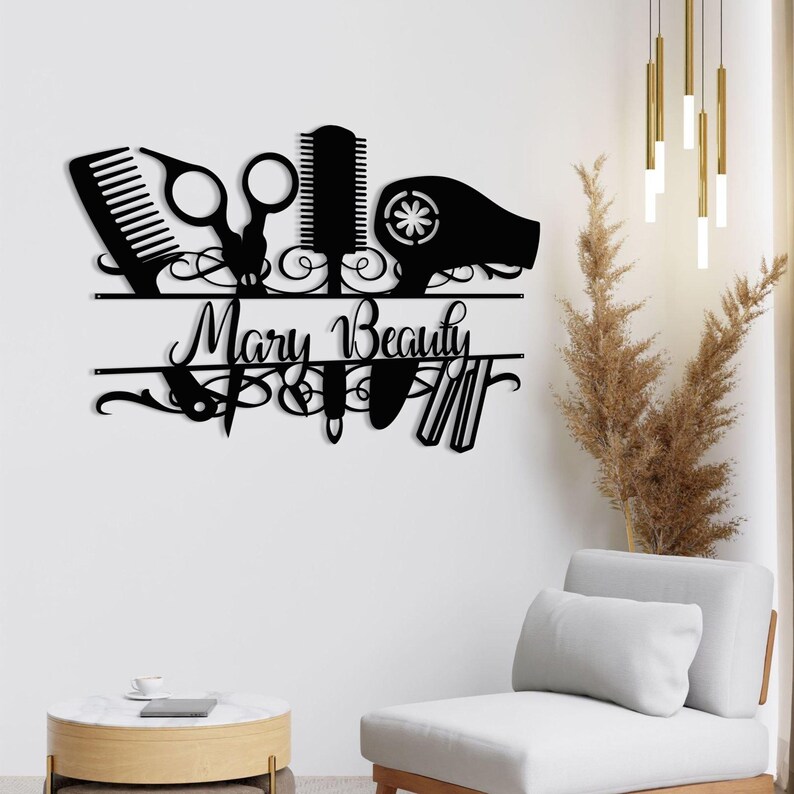 Personalized Hair Stylist Name Sign LED Light, Custom Hair Salon Metal ...