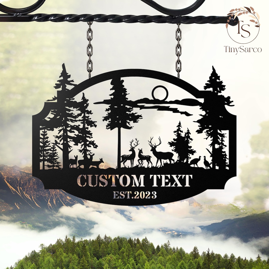 Personalized Deer Metal Cabin Sign, Hunter Hunting Head Antlers, Custom ...