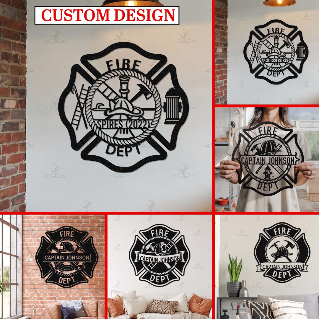 Personalized Fire Department Metal Sign, Custom Firefighter Maltese ...