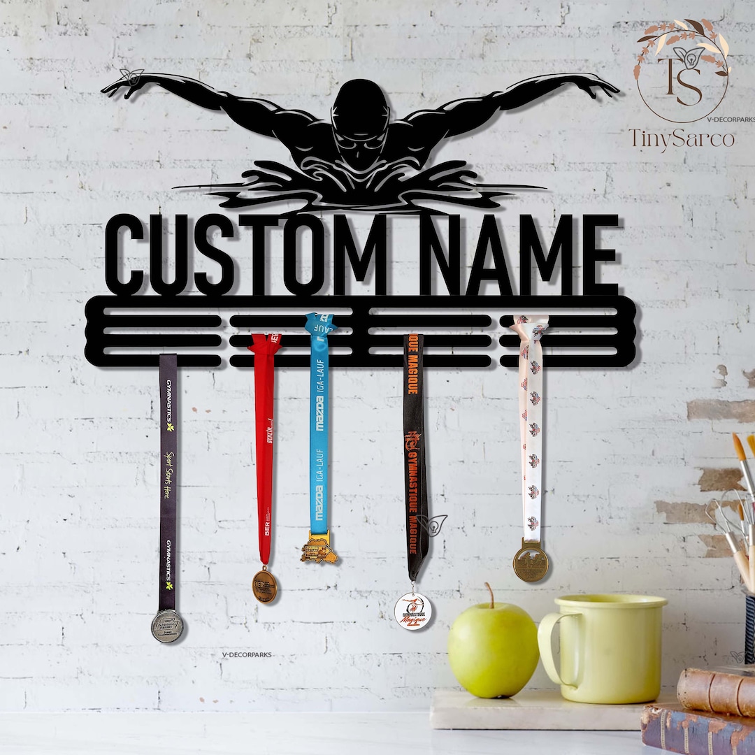 Custom Swimming Medal Hanger, Swimmer Medal Holder Display Rack for ...