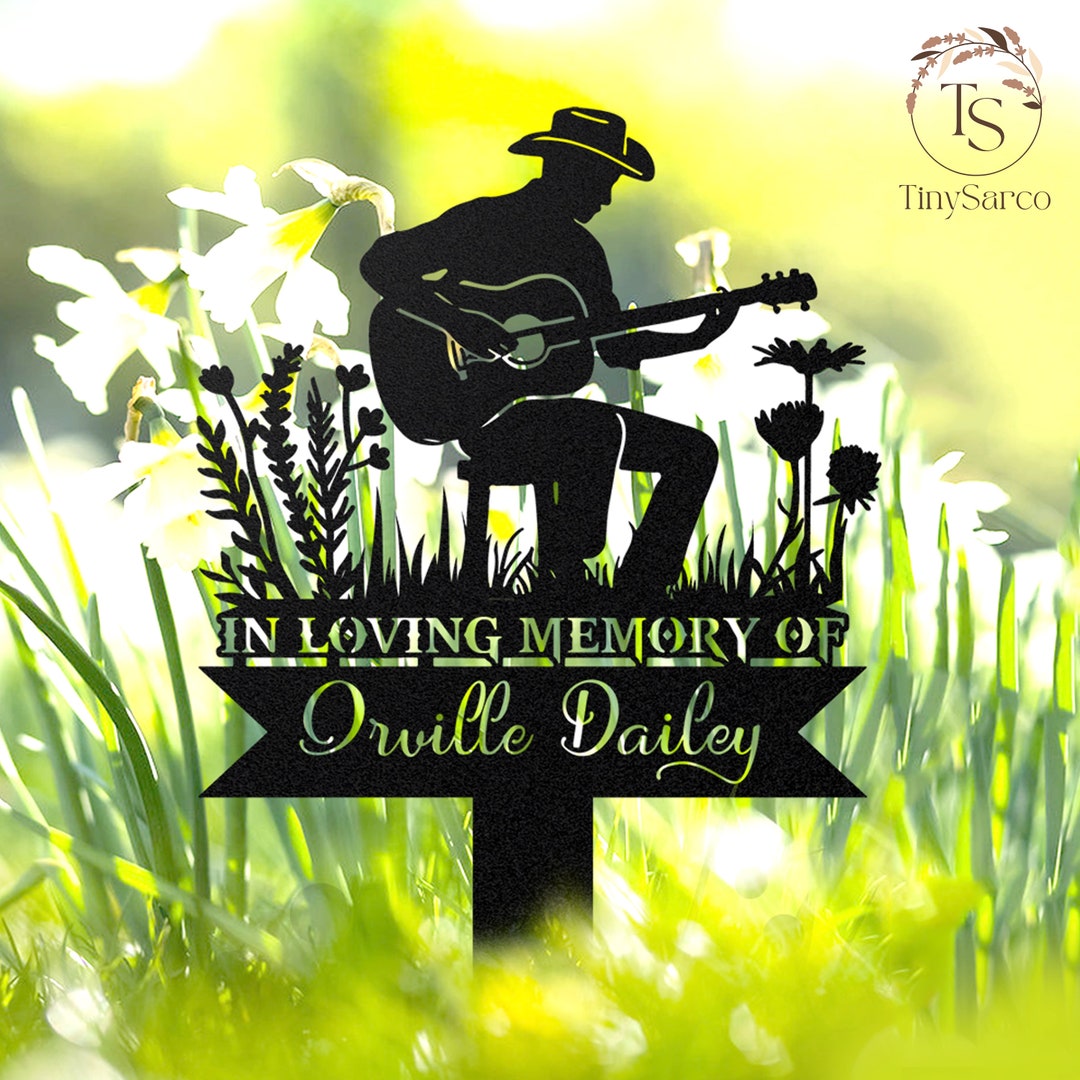 Custom Man Playing Guitar Memorial Stake, Guitarist Gift, Personalized ...