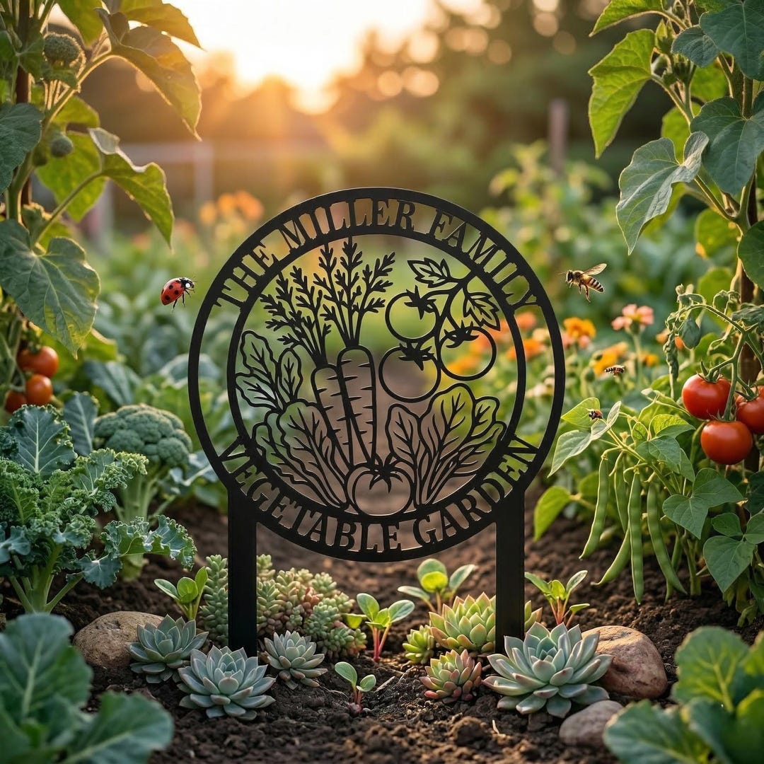 Personalized Metal Vegetable Sign, Custom Garden Marker Stake ...