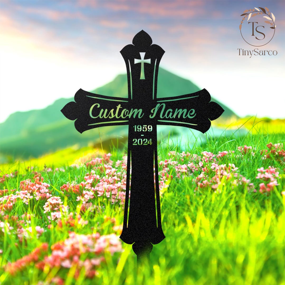 Custom Cross Memorial Metal Stake, Custom Cross Stake Metal, Loss of ...