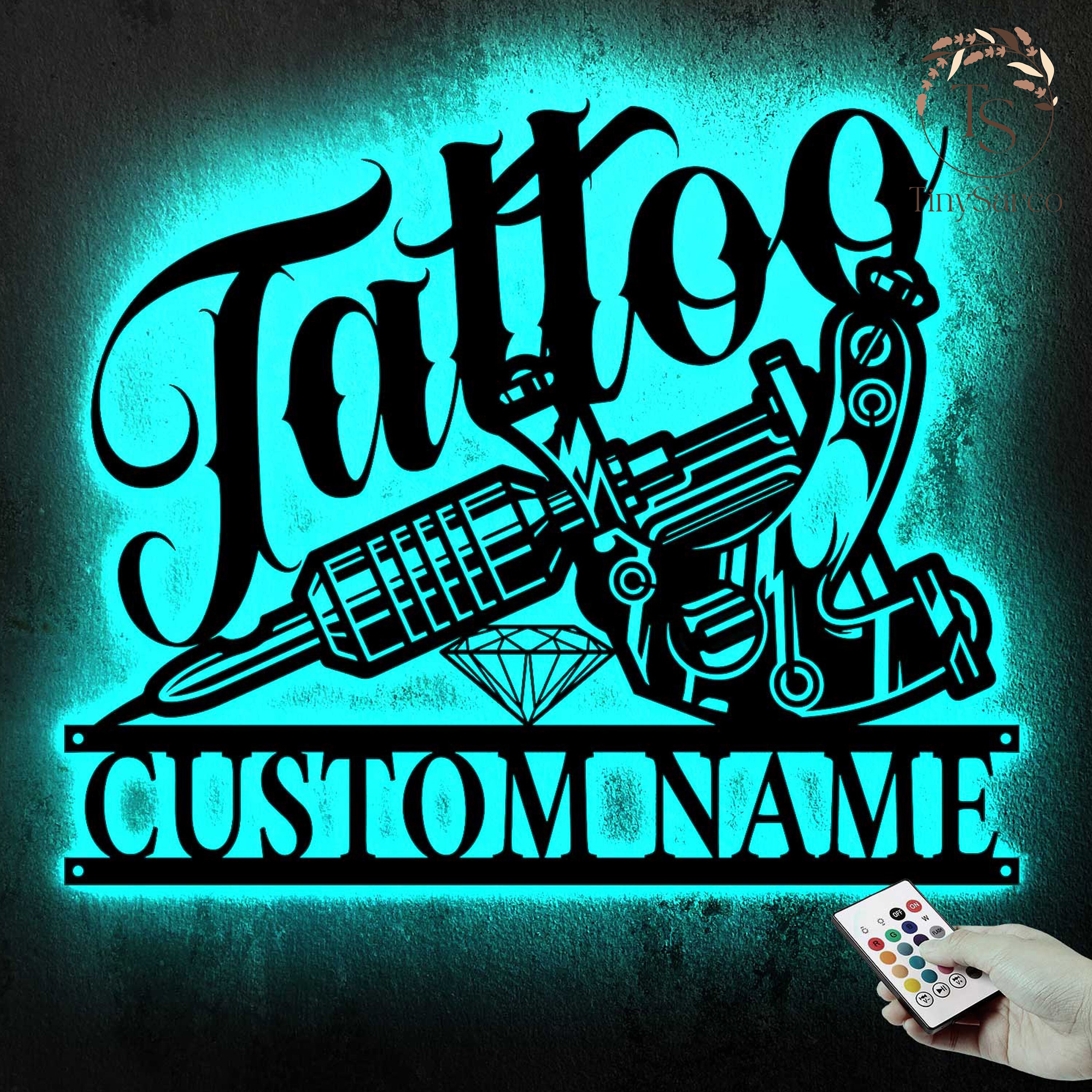 Custom Tattoo Artist Metal Wall Art LED Light, Tattoo Sign Gift ...