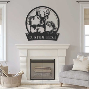 Custom Deer Turkey and Bass Fishing Metal Wall Art Personalized Hunter ...