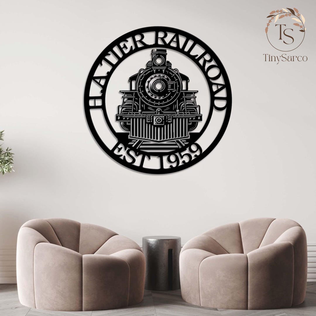 Custom Railroad Metal Sign, Personalized Train Sign , Railroad Engine ...