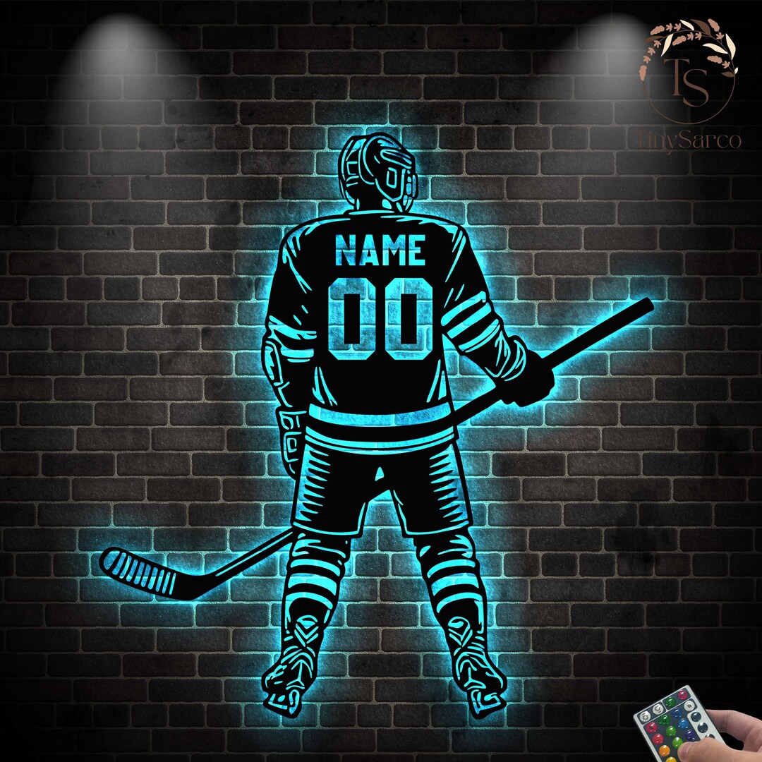Custom Hockey Player Player LED Light, Personalized Name Hockey Team ...