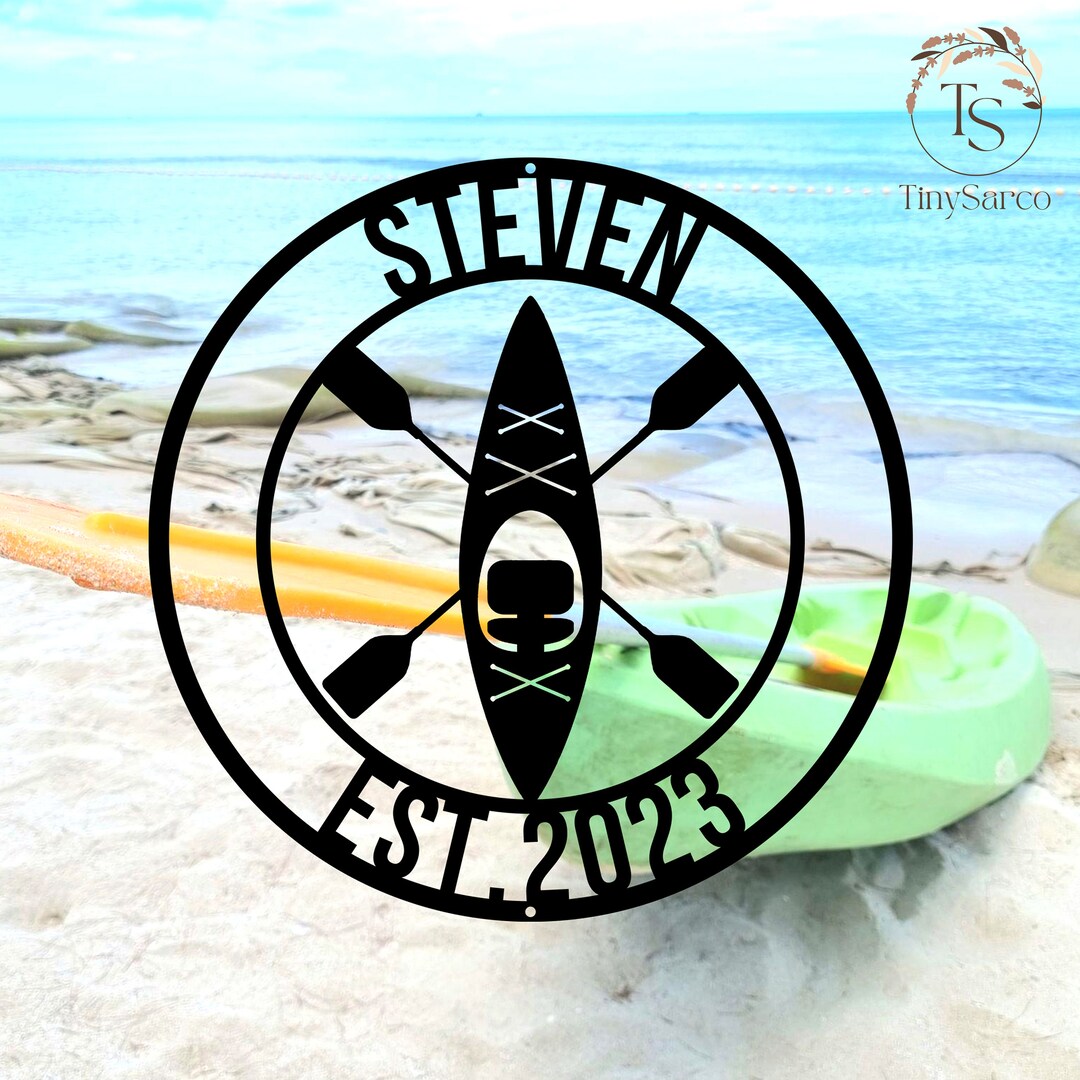 Custom Kayak Monogram Sign, Kayak Enthusiast, Personalized Kayak Metal ...