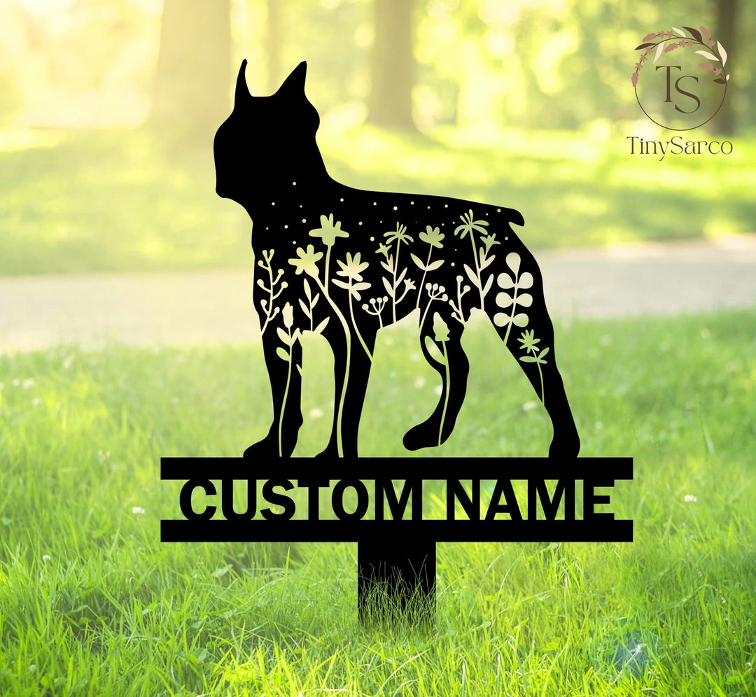 Custom Boston Terrier Memorial Sign Stake, Pet Grave Markers Sign ...