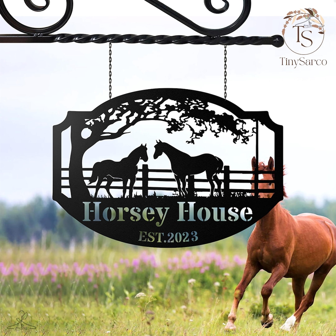 Custom Horses Metal Sign,horse Ranch Sign, Personalized Horse Farm Name ...
