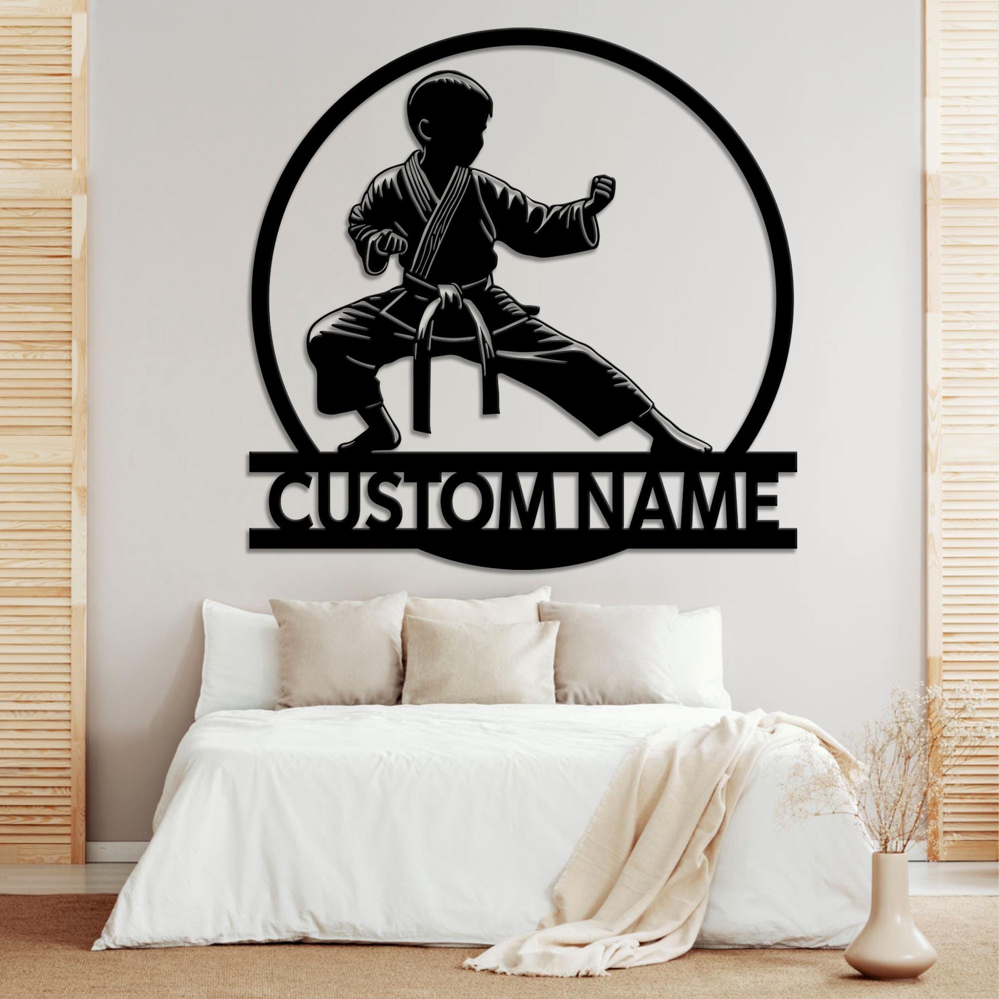 Custom Boy Karate Metal Wall Art With Led Lights, Martial Arts Sign ...