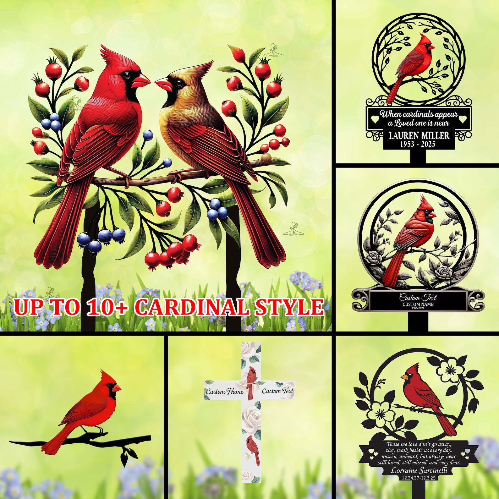 Personalized Memorial Stake Metal, Unique Cardinal Memorial Sign , in ...