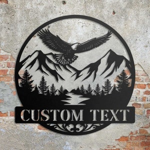 Custom Outdoor Eagle Monogram, Eagle Address Sign Metal Sign With ...