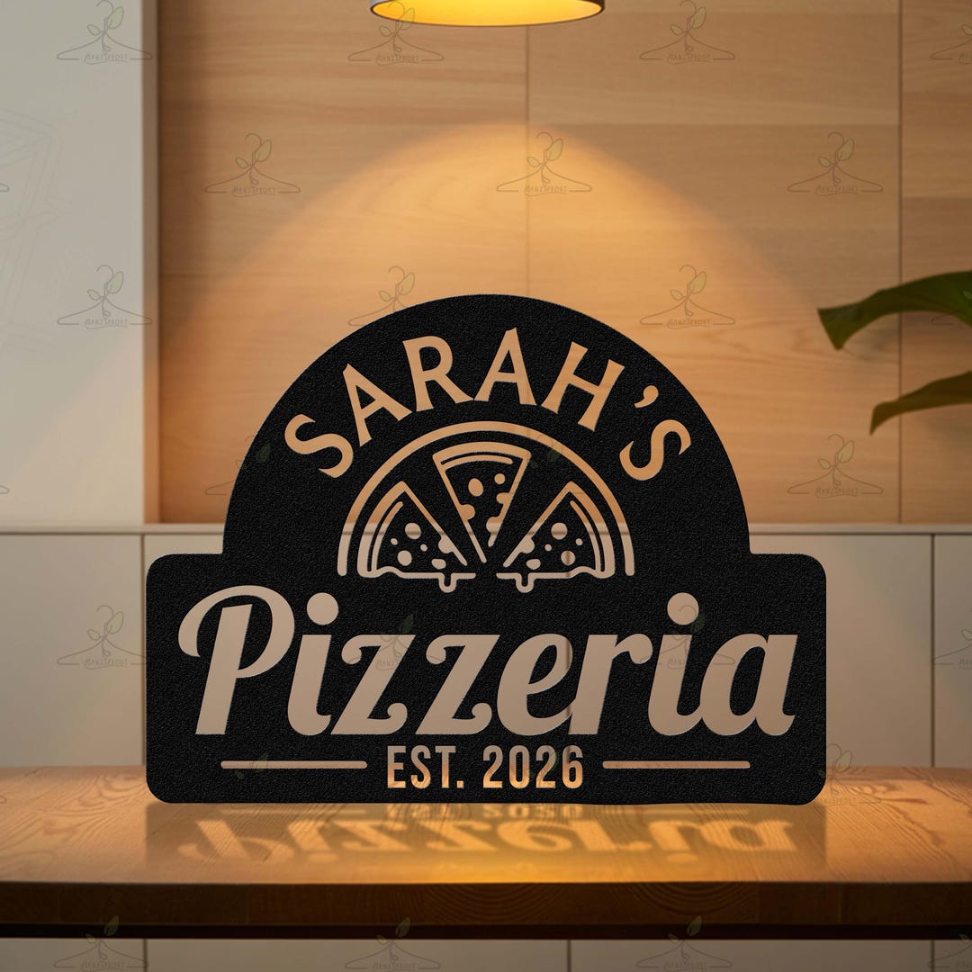 Custom Pizza Metal Sign: Personalized Pizzeria Name, Kitchen Decor - Etsy