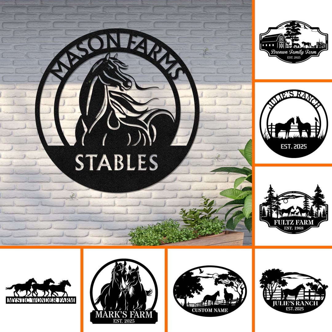 Custom Stable Name Wall Art, Personalized Horse Farm Metal Sign, Farm ...