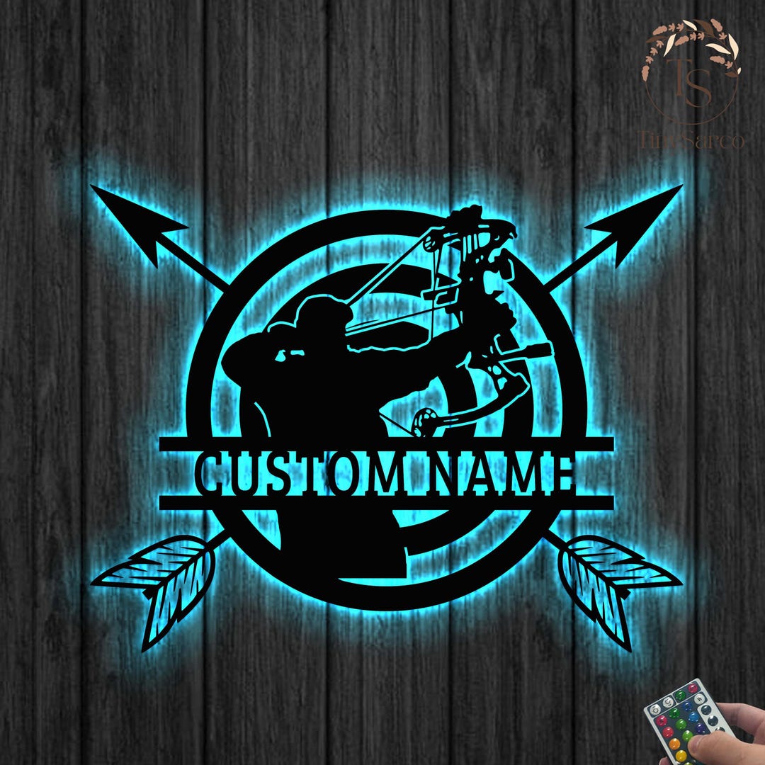 Archery Sign Metal Wall With LED Lights Custom, Archery Player Gift ...