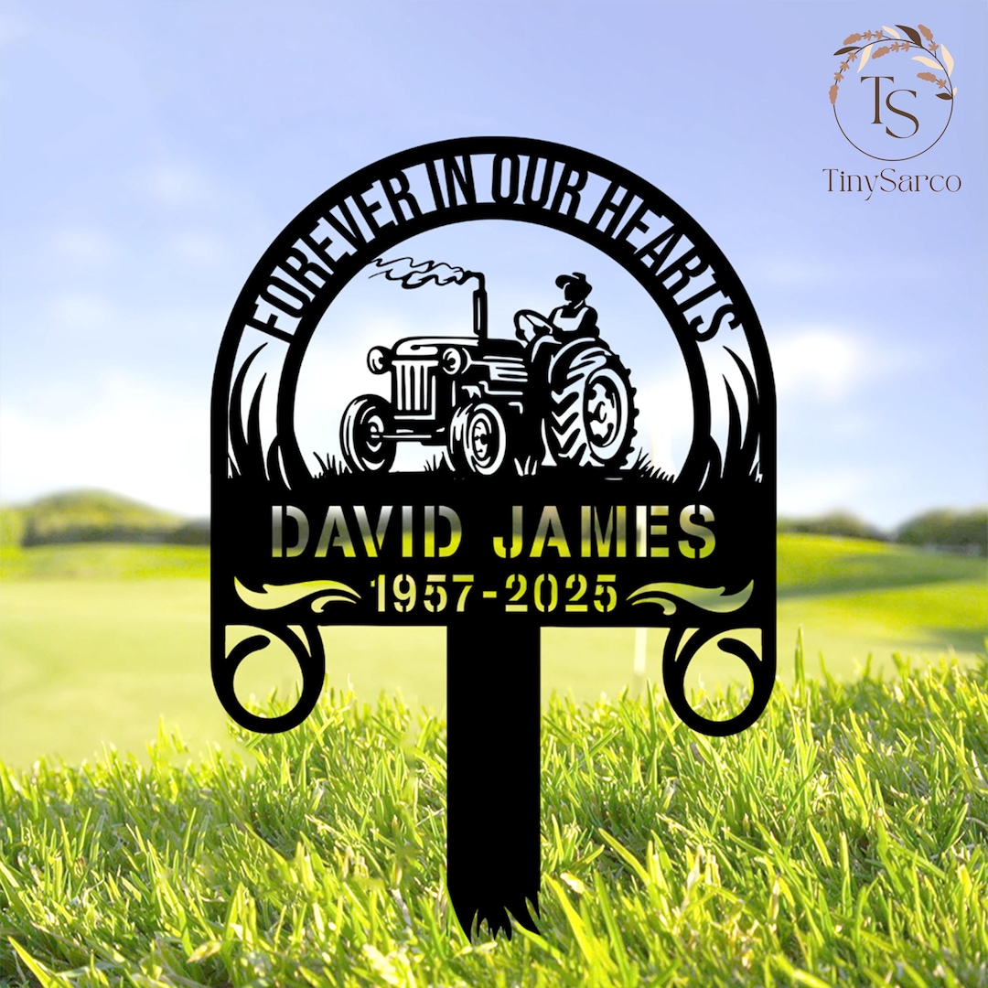 Personalized Farmer on Tractor Memorial Stake, Metal Stake,sympathy ...