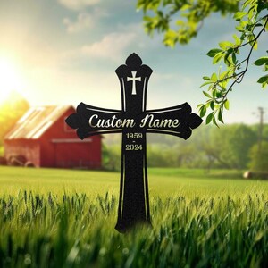 Custom Cross Memorial Metal Stake, Custom Cross Stake Metal, Loss of ...