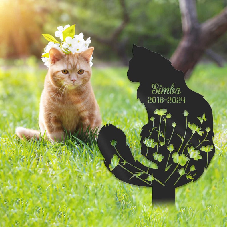 Custom Cat Memorial Stake, Cat Breed Metal Sign, Cat Grave Marker, Cat Memorial Plaque, Pet Loss ...