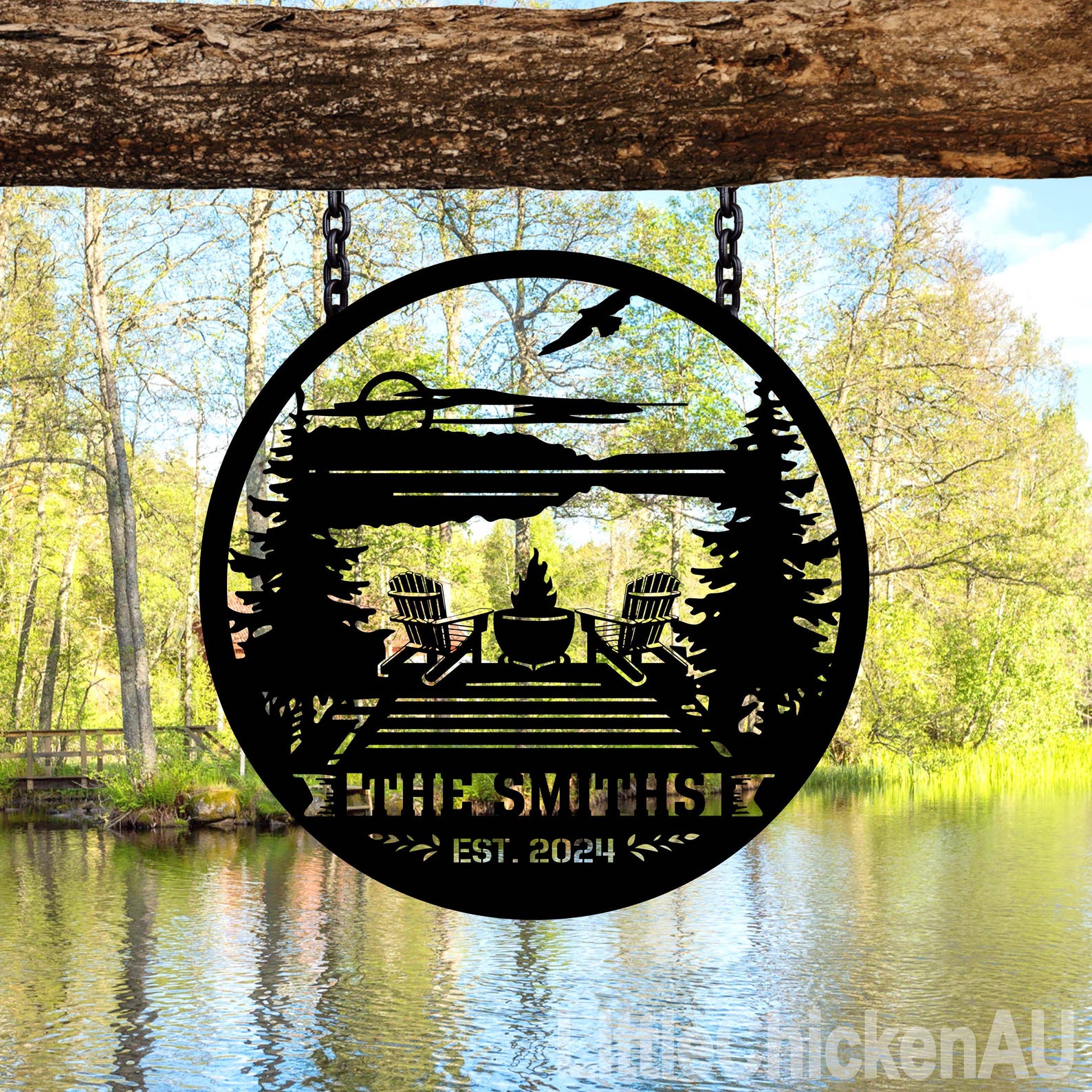 Lake House Sign Custom, Lake Scene Sign, Family Lake House Metal Sign ...