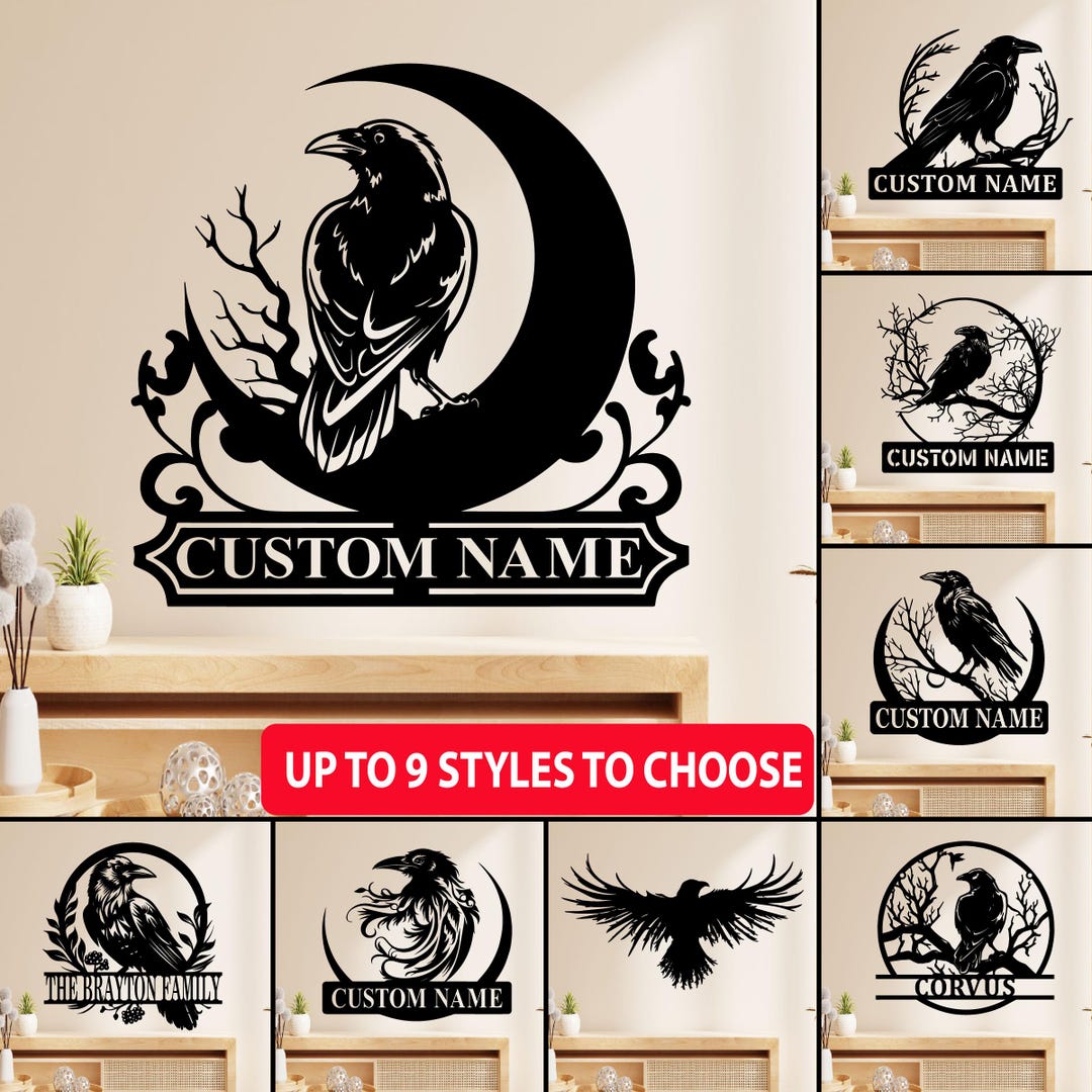 Custom Crow Metal Sign Led lights, Unique Halloween Decor, Personalized ...