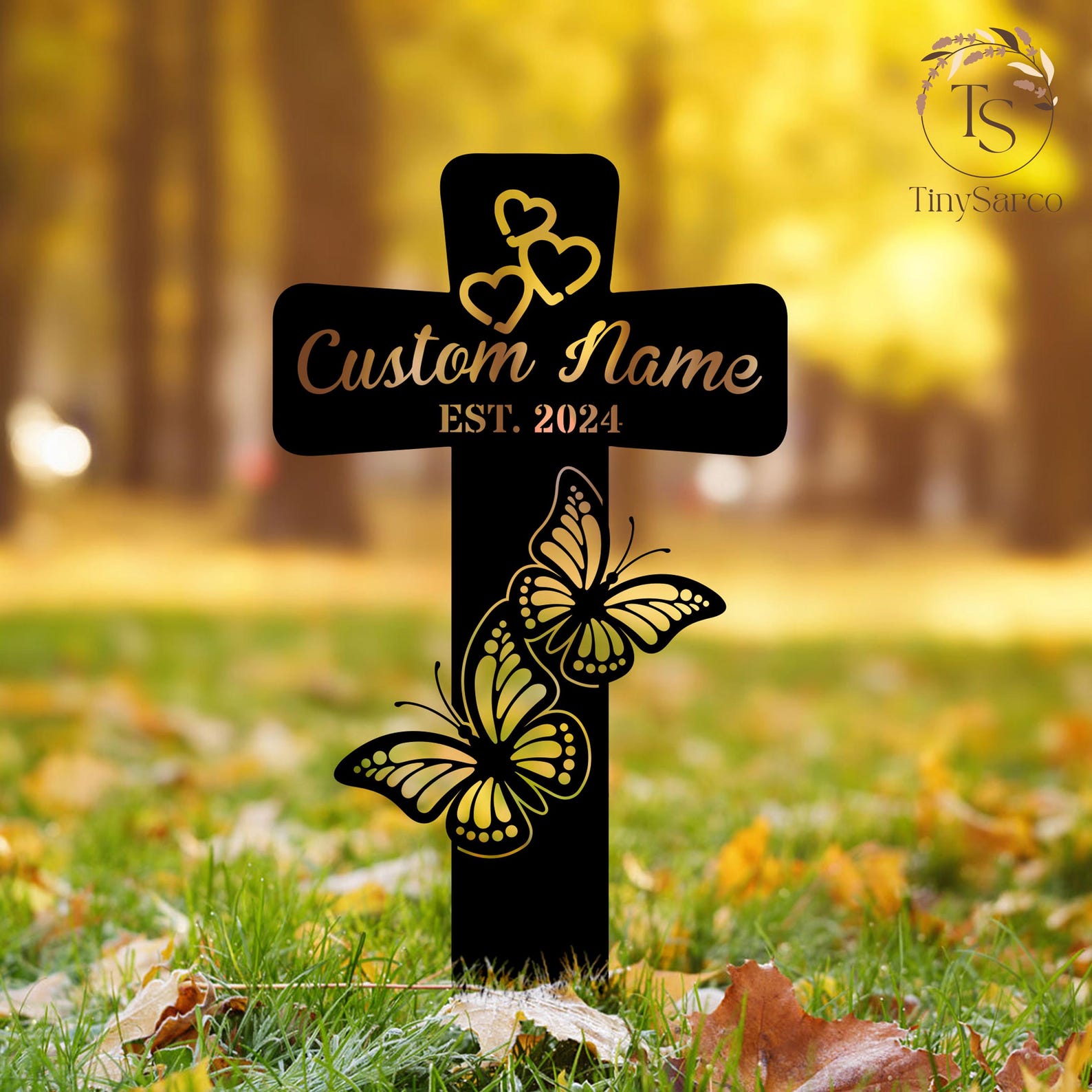 Butterfly Garden Stakes, Butterfly Cross Memorial Stake Personalized ...