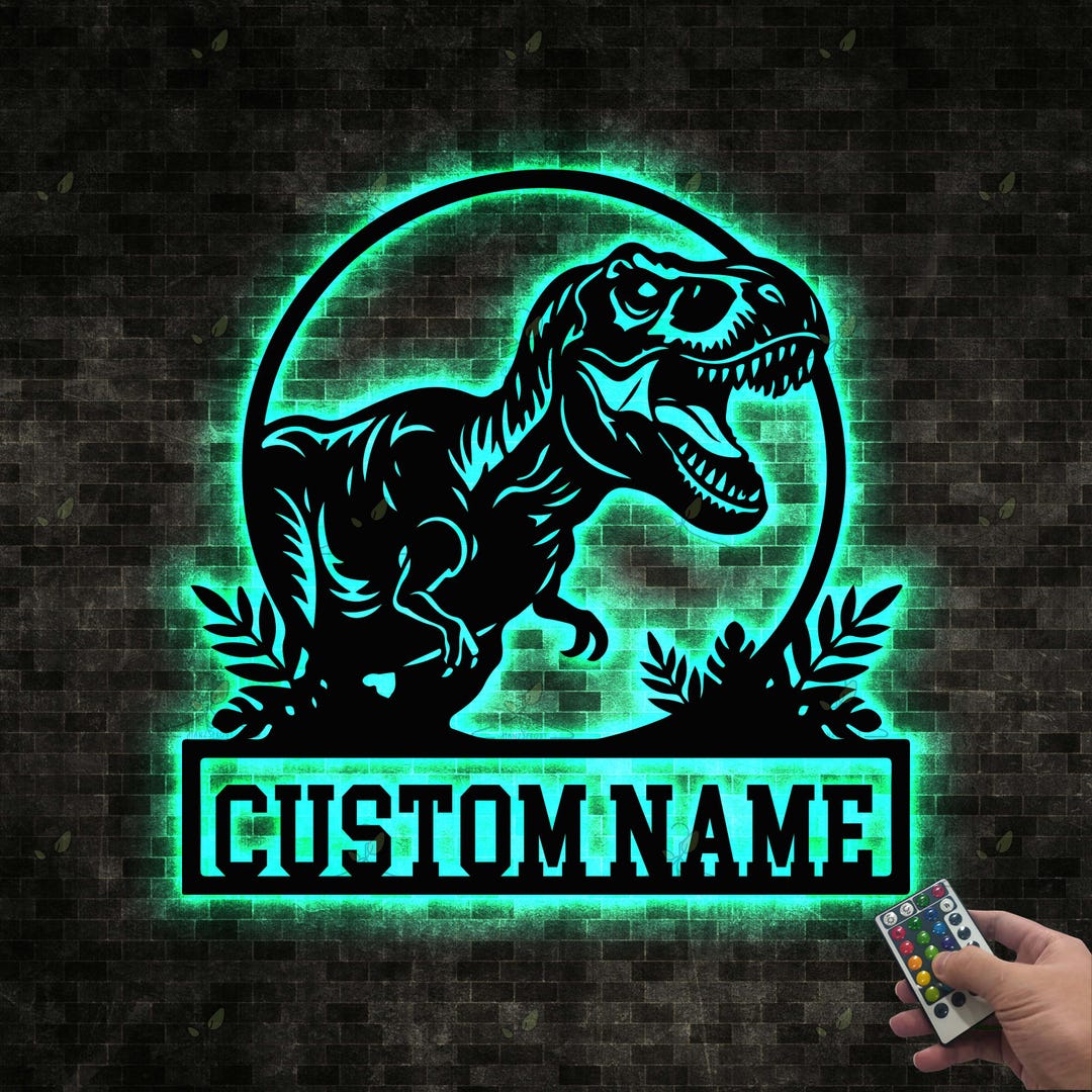 Custom Dinosaur Metal Sign, Dinosaur Wall Art, Personalized Dinosaur ...