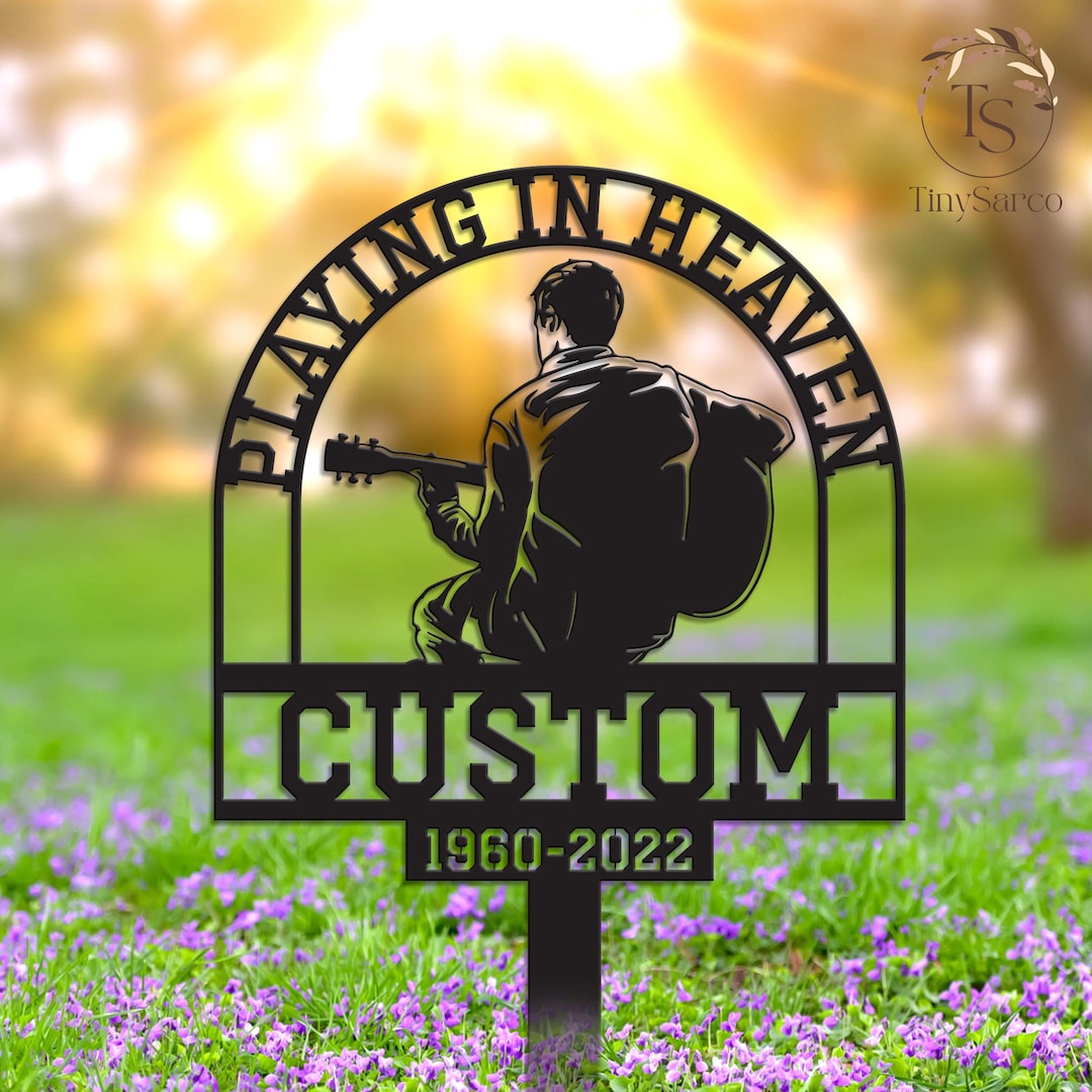 Personalized Man Playing Guitar Memorial Guitarist Memorial Stake ...