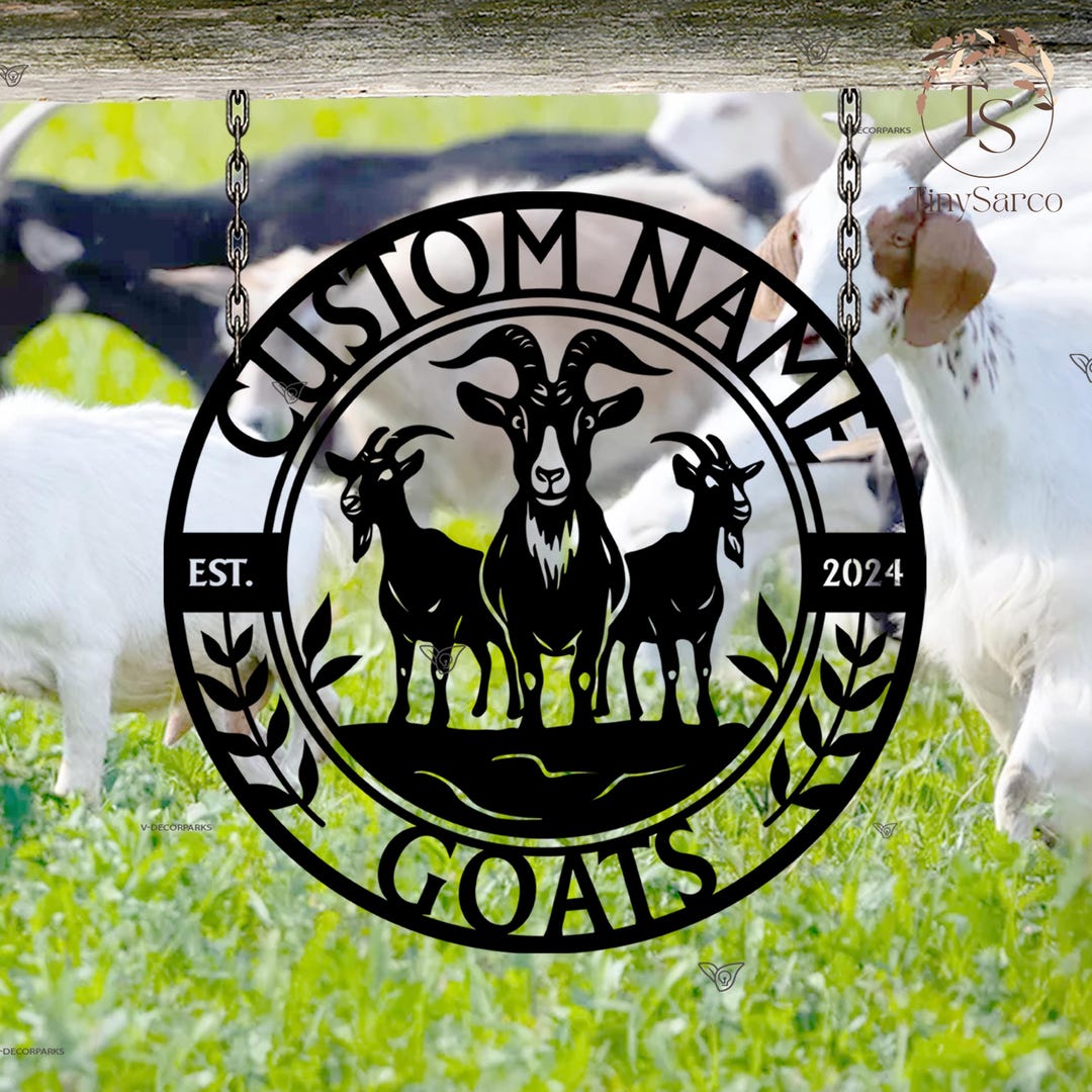 Goat Farm Name Metal Sign Personalized, Custom Goat Ranch Farm Wall Art ...