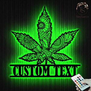 Personalized Weed Metal Wall Art With Lights, Custom Cannabis Sign ...