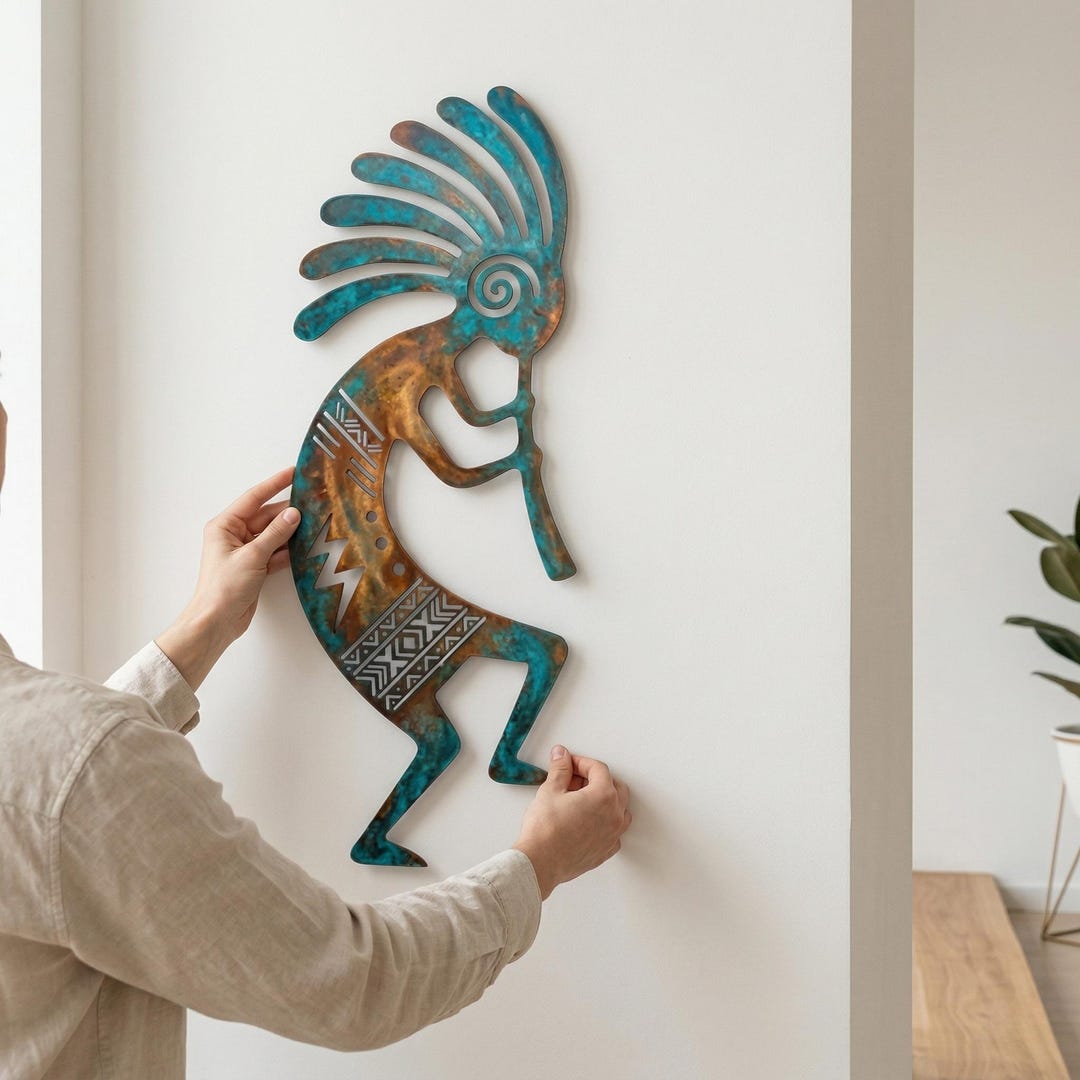 Kokopelli Metal Wall Art, Southwestern Flute Player Sign, Tribal Metal ...