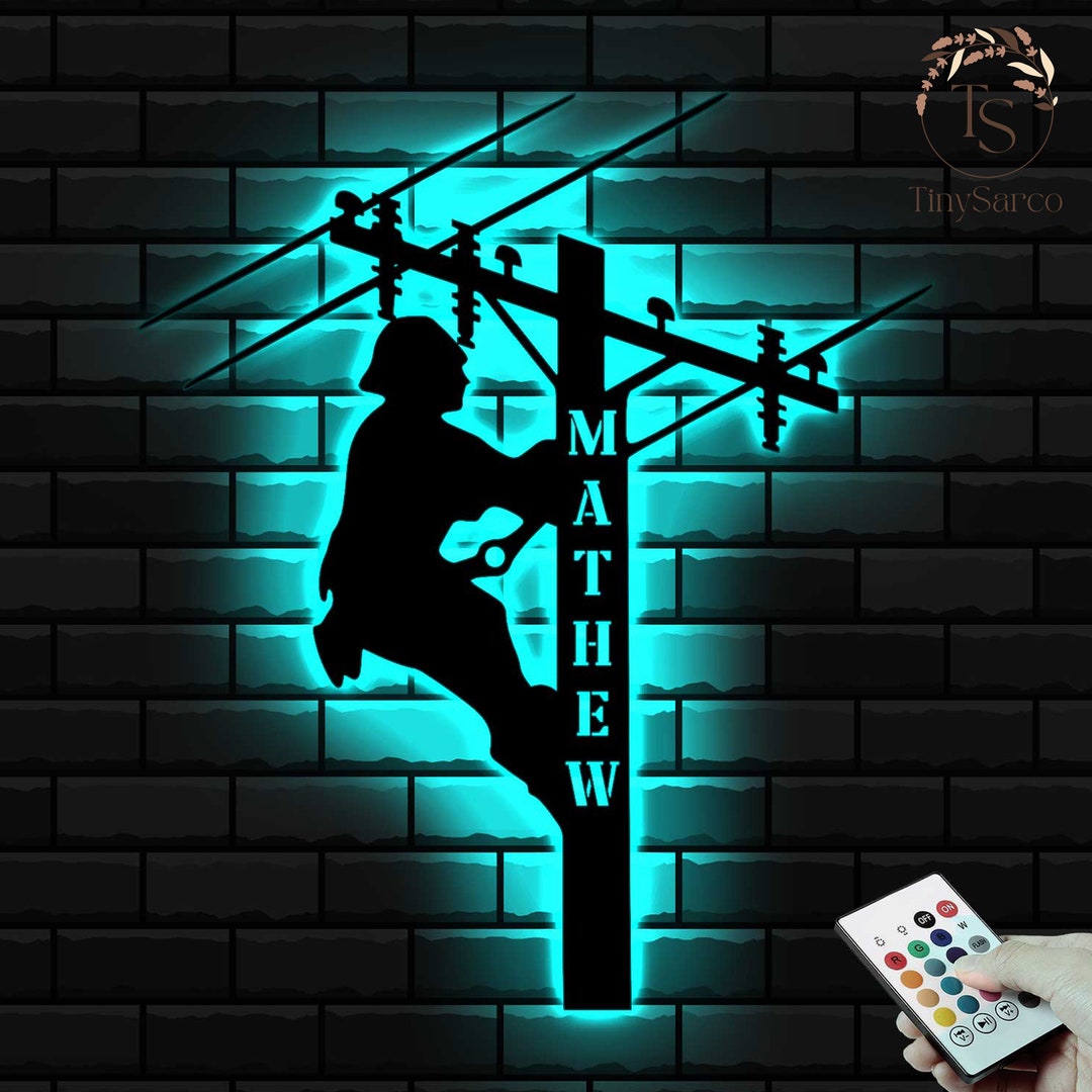 Lineman Metal Sign LED Custom, Handmade Lineman Gift, Lineman Sign ...