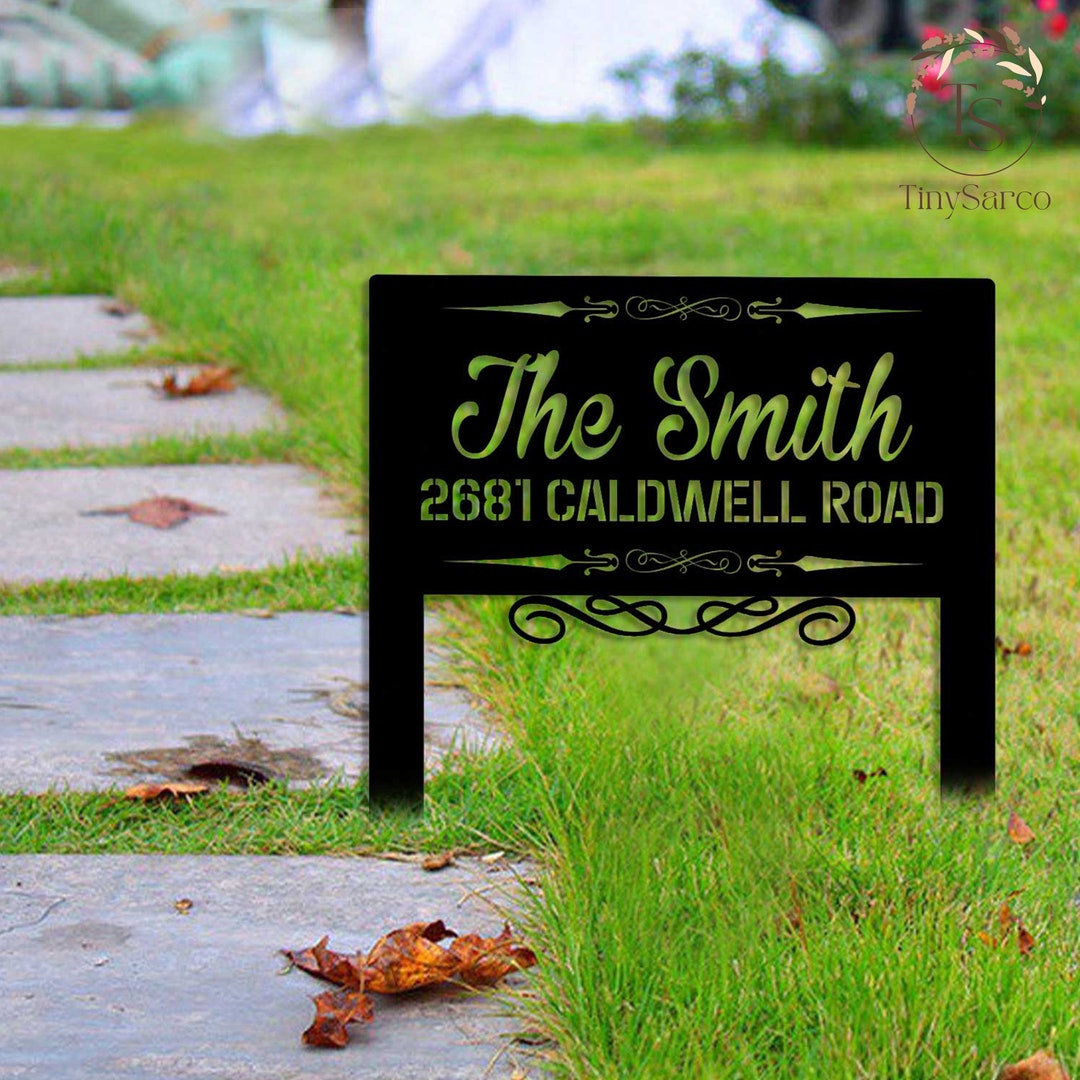 Personalized Metal Address Sign With Stakes, Home Address Sign, Yard ...
