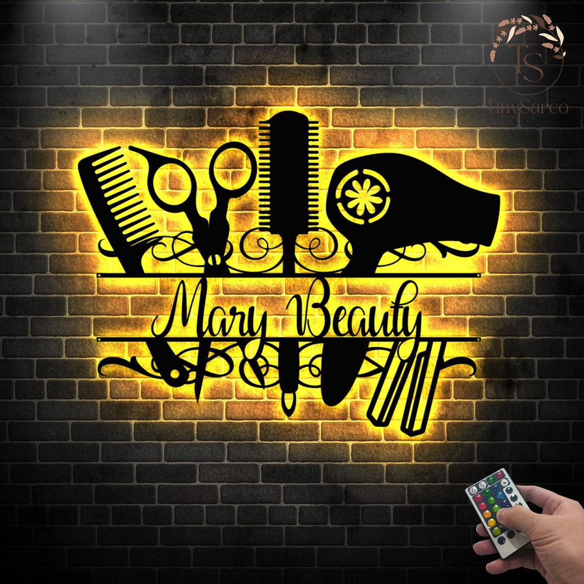 Personalized Hair Stylist Name Sign LED Light, Custom Hair Salon Metal ...