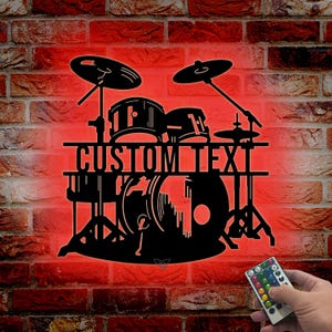 Personalized Drum Metal Sign Wall Art With LED Lights, Custom Drummer ...