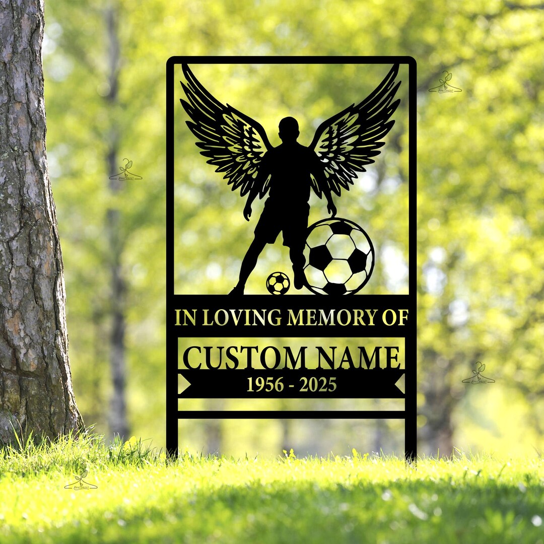 Personalized Soccer Memorial Sign, Custom Football Grave Marker,in ...
