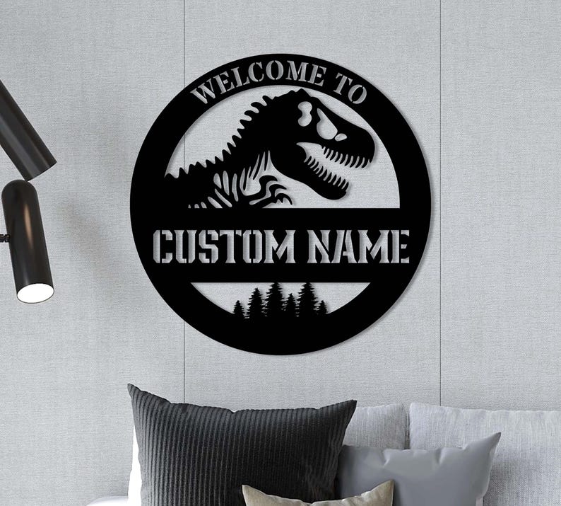 Custom Dinosaur Kids Name Metal Sign Art Led Lights,boys Led Sign ...