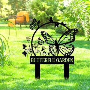 Custom Butterfly Garden Sign, Butterfly Metal Garden Stake,metal Yard ...