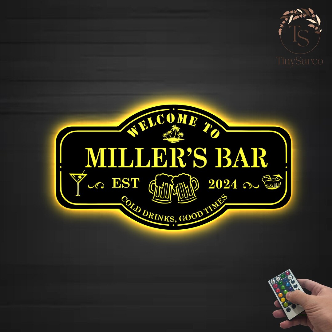The Bar Sign Metal Sign Personalized, Custom Metal Bar Sign, Bar Decor ...