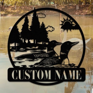 Personalized Lake Loon Metal Sign,loon Duck Sign,lake Dock Pond Sign ...