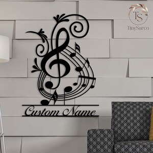 Music Notes Metal Wall Art Personalized, Musician Name Sign, Customized ...