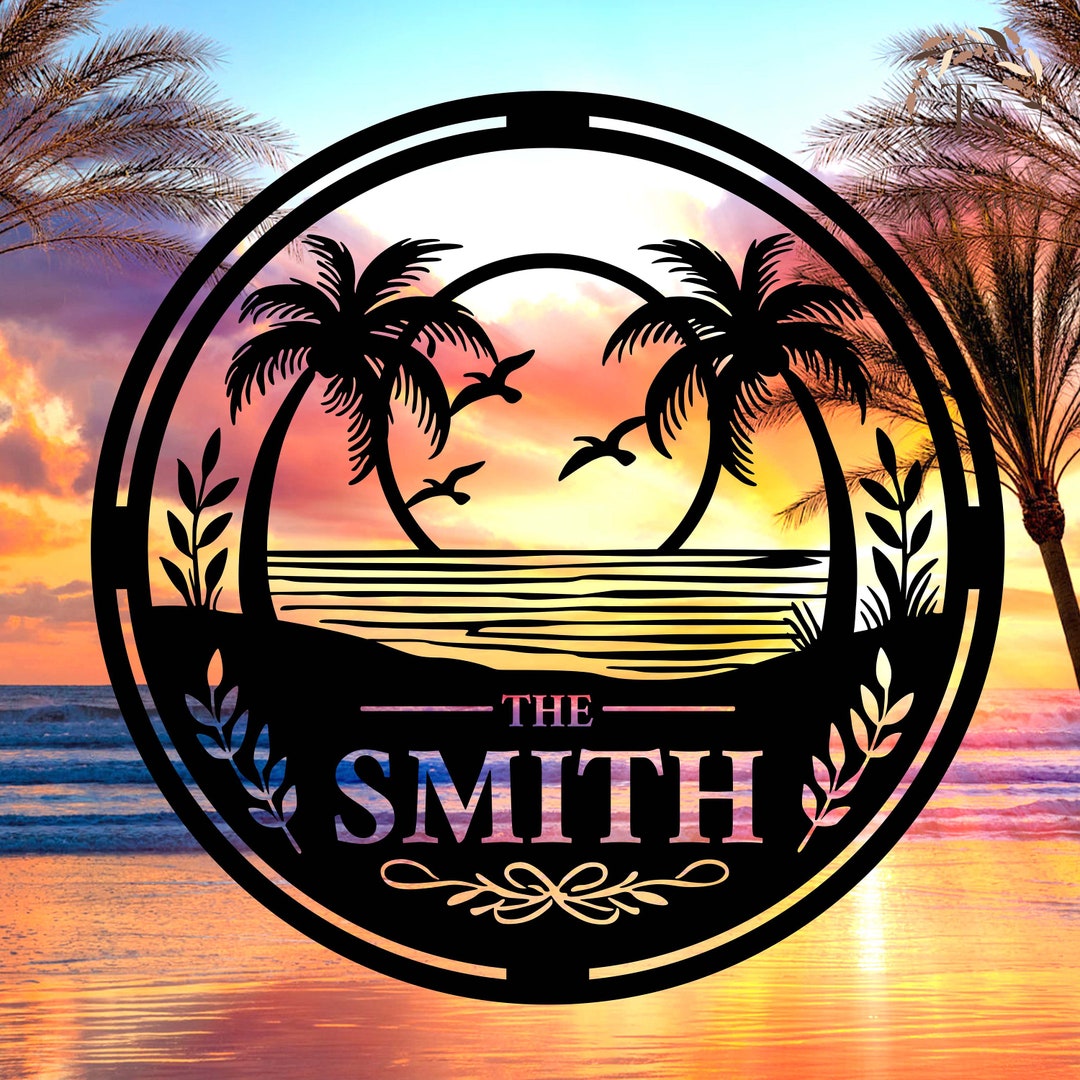 Personalized Beach House Metal Sign, Custom Family Beach House Sign ...