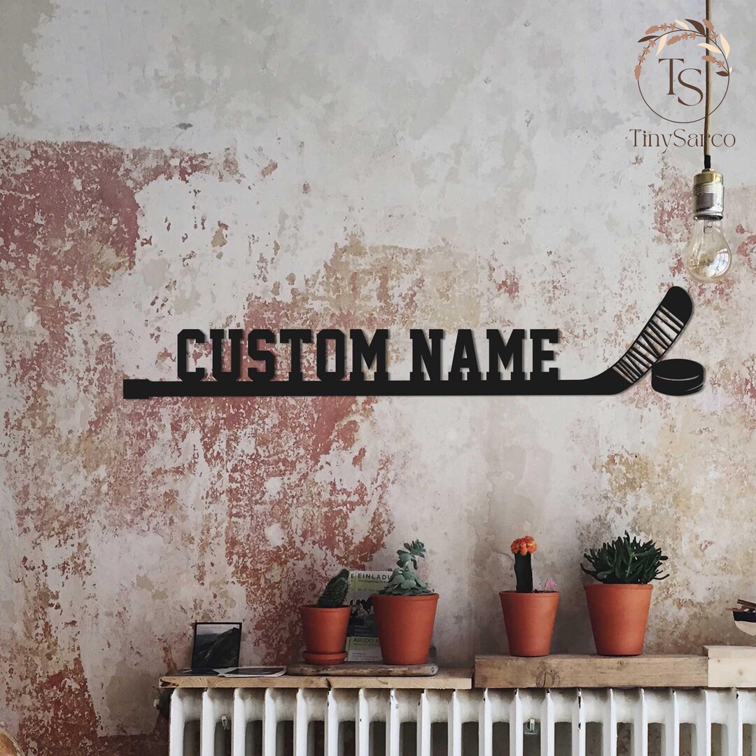 Custom Hockey Stick With Name Sign Hockey Player Name Metal Sign Wall ...