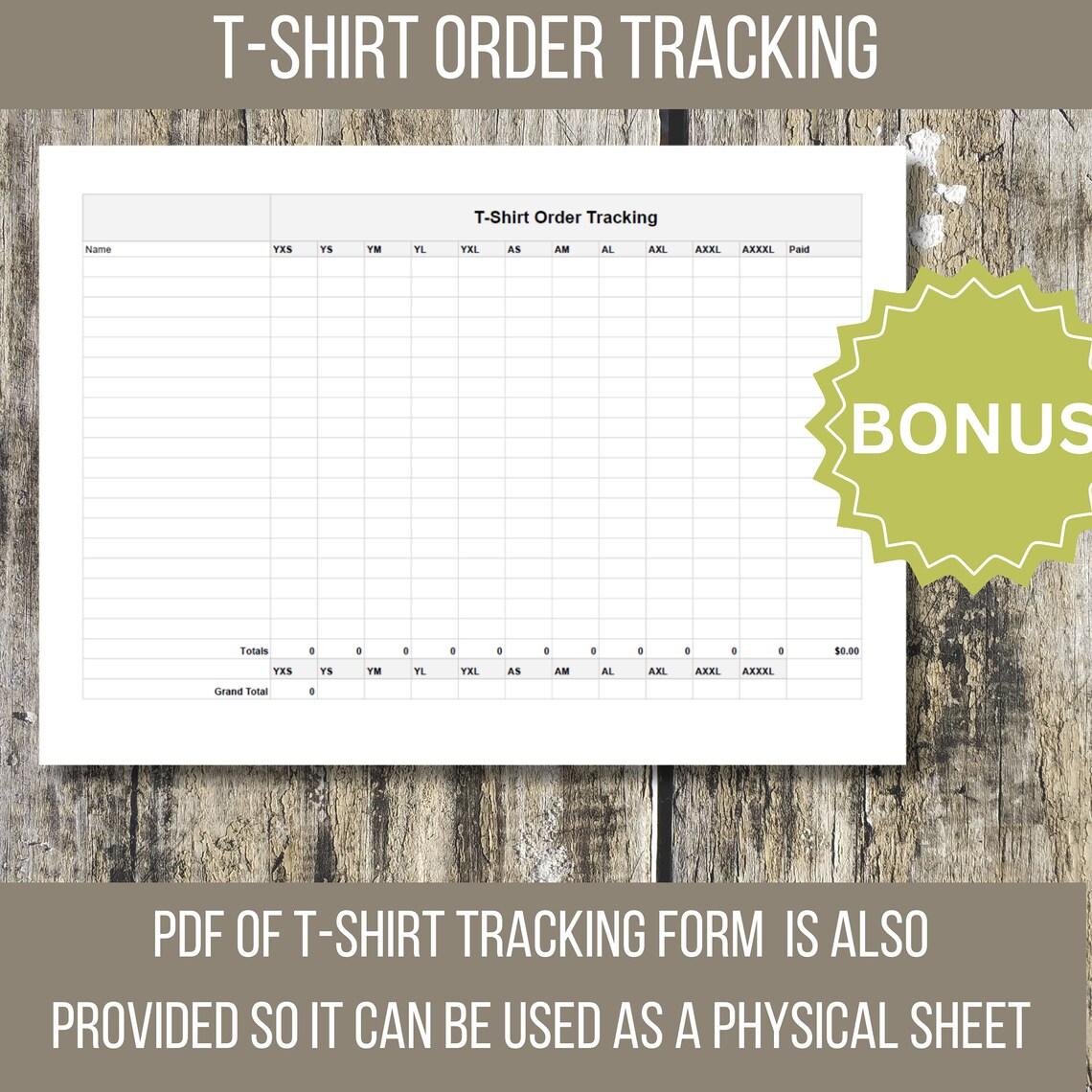 Group T-shirt Order Tracking Sheet | Google Sheets Track Name Sizes ...