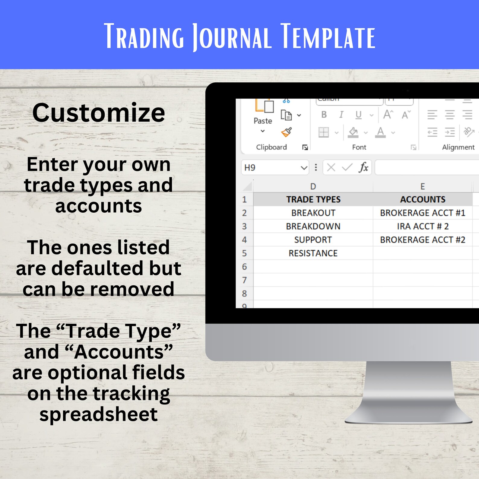 Trading Performance Journal | Excel Tracking Spreadsheet | Track Gains ...