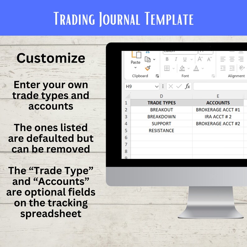 Trading Performance Journal | Excel Tracking Spreadsheet | Track Gains ...